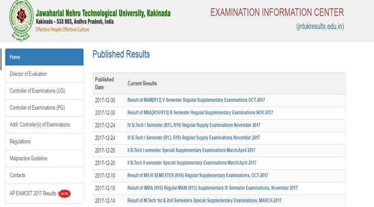 JNTUK BTech 2-1 Results 2017: Students can check their results at ...