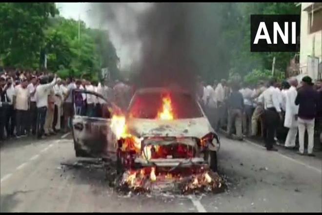 Mathura: High drama on city street as man sets car on fire outside SSP ...