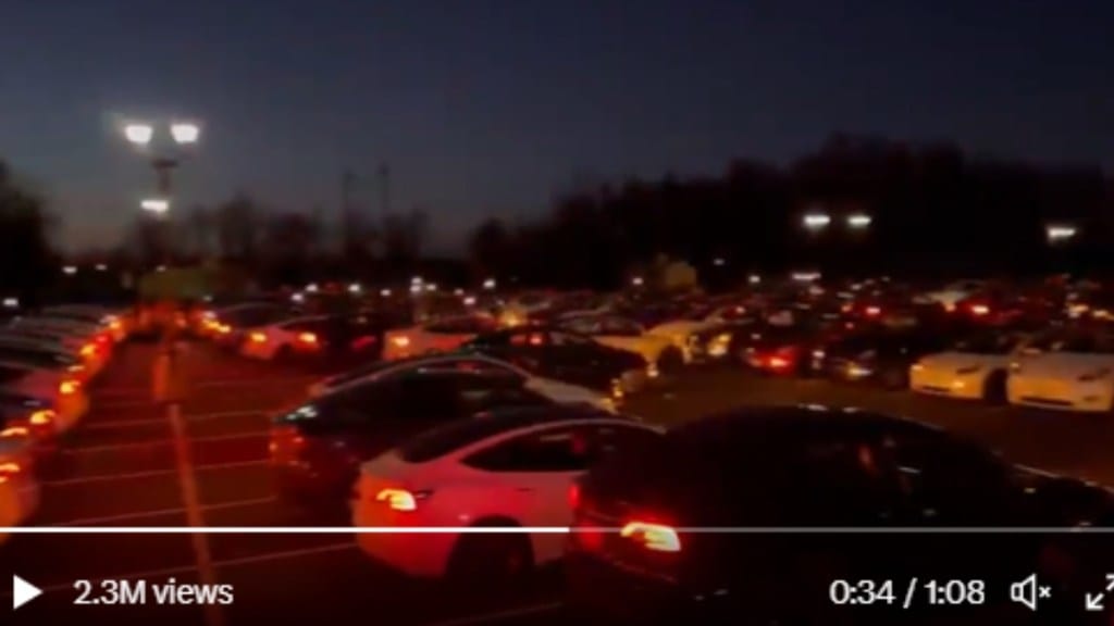 Tesla cars put up a light show for Oscar-winning song Naatu Naatu; Elon ...