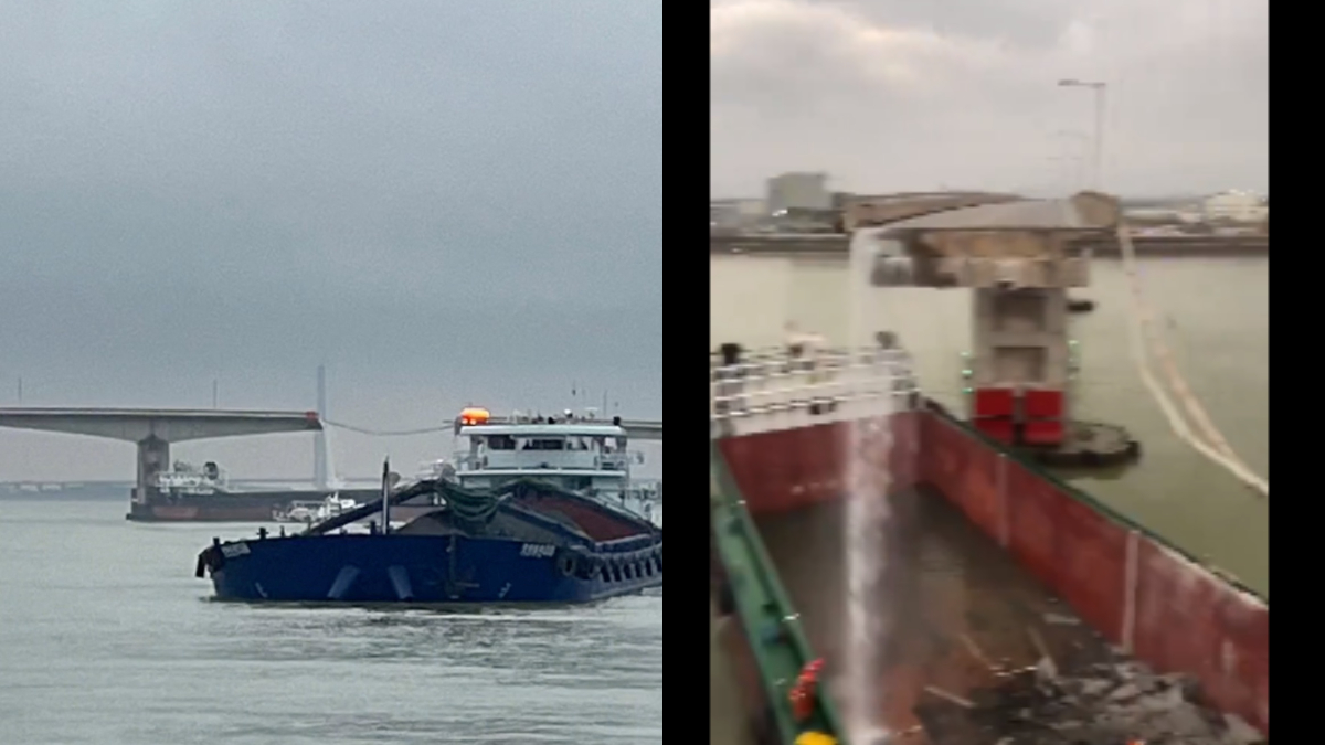 China: Guangzhou bridge breaks into half after cargo ship collision, 2 ...