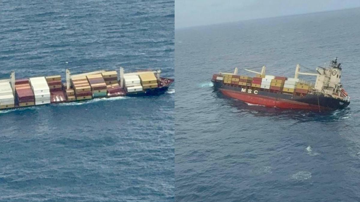 Coastal areas on alert after container vessel with toxic cargo capsizes ...