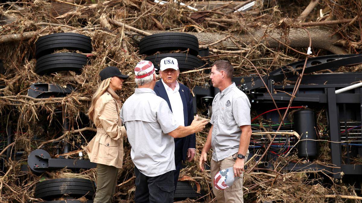 Trump visits Texas flood zone, defends government's disaster response ...