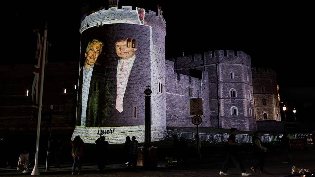Protesters target Trump’s UK visit with Epstein projection at Windsor ...