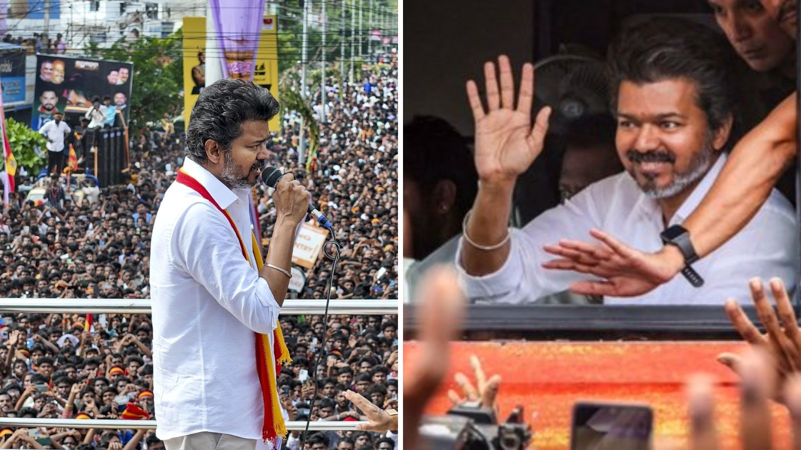 Actor Vijay criticised for throwing water bottles, jostling the overheated crowd amid Karur ...