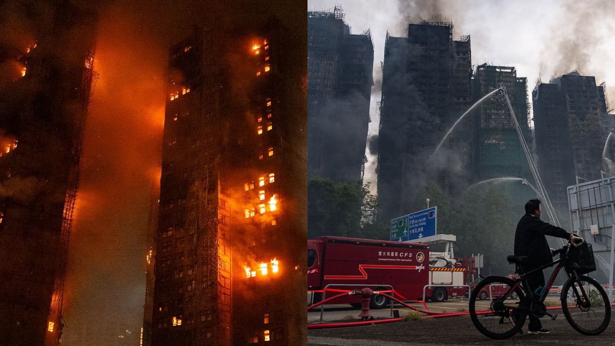Hong Kong: Horrifying videos show fire consuming high-rise apartment ...