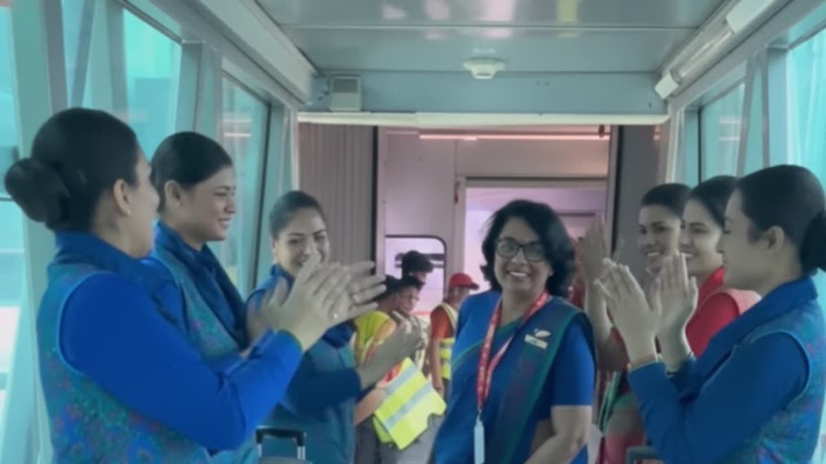 Watch: Air India air hostess signs off after 35 years, final cabin ...