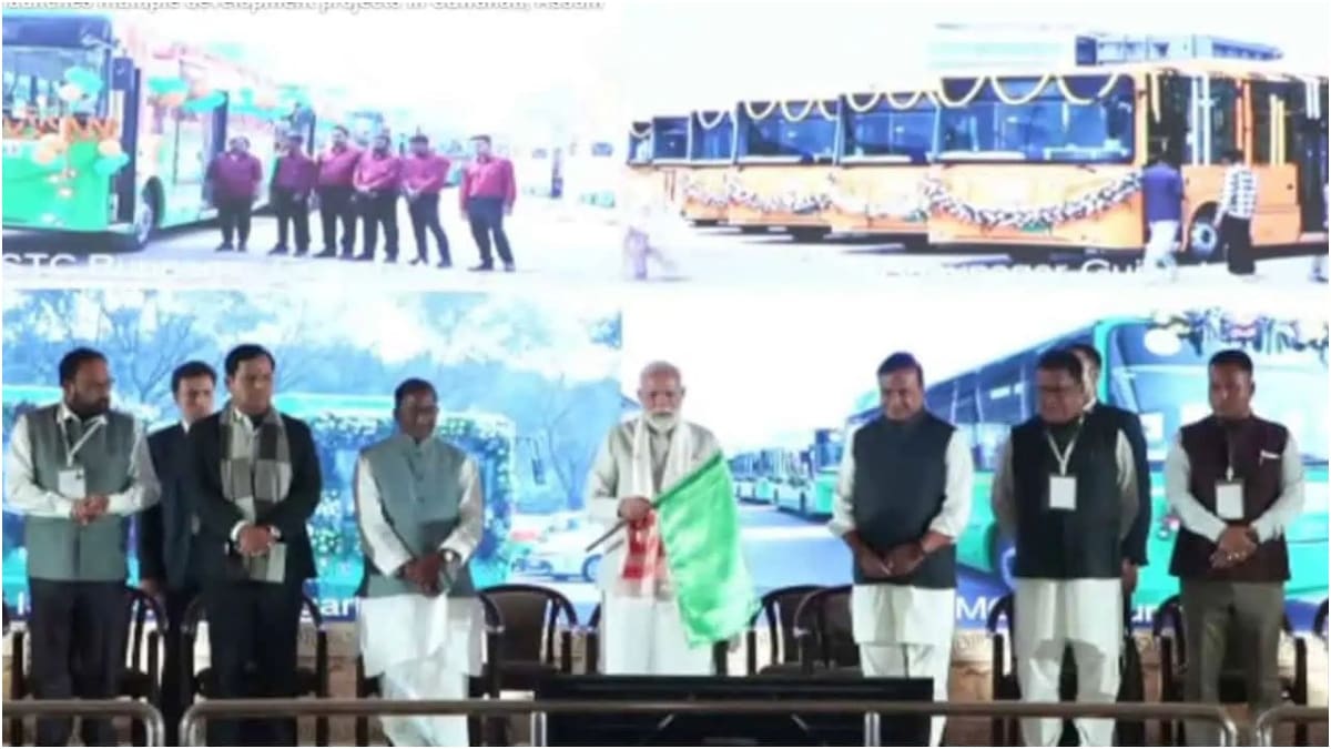 PM Modi flags 200 electric buses in Assam, inaugurates projects worth ...