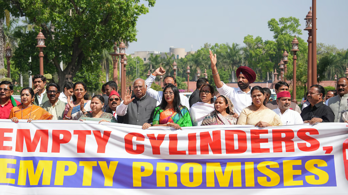 'Empty Cylinders, Empty Promises': Opposition protests in Parliament ...