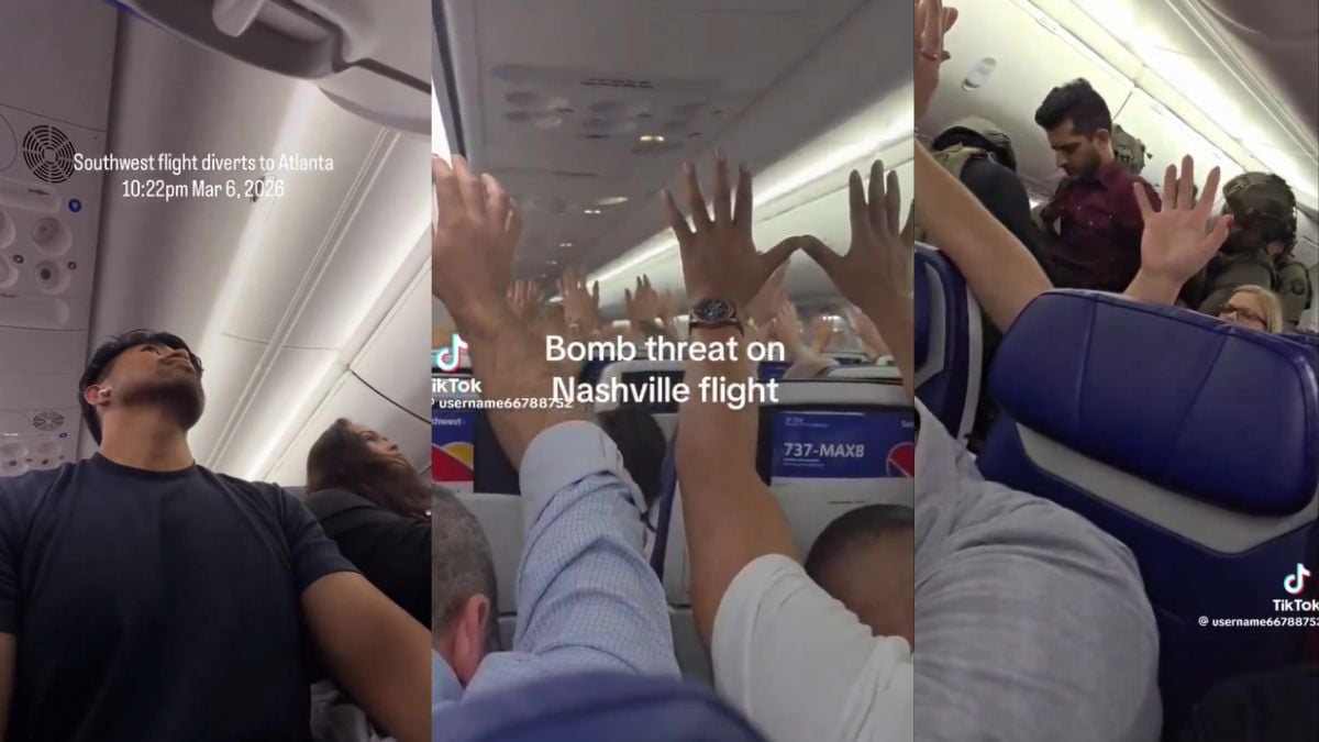 'Bomb scare on US flight': Video captures passengers with hands raised ...