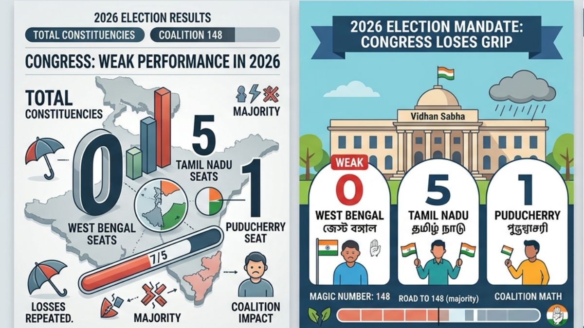 Election results 2026: Congress puts weak show again - 0 in Bengal, 5 ...